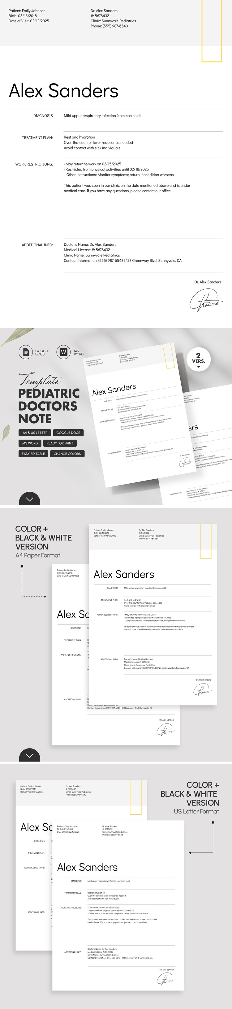 Free Pediatric Doctors Note Template in Google Docs and Microsoft Word ...