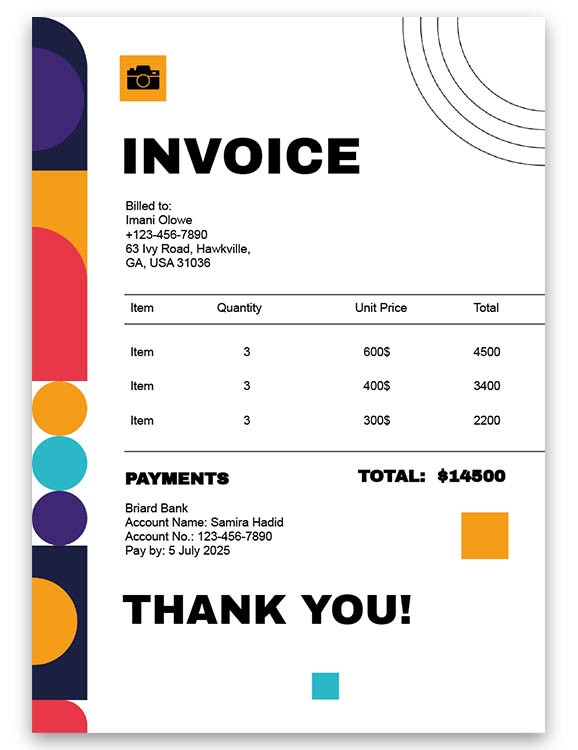Free Photography Invoice Template | thegoodocs.com