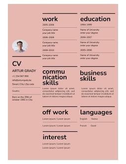 Free Pink CV Template In Google Docs