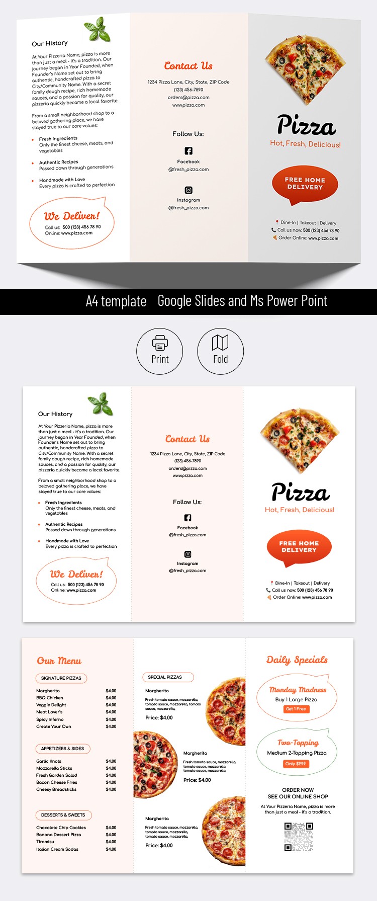 Free Pizza Restaurant Brochure Template in Google Slides and Microsoft ...