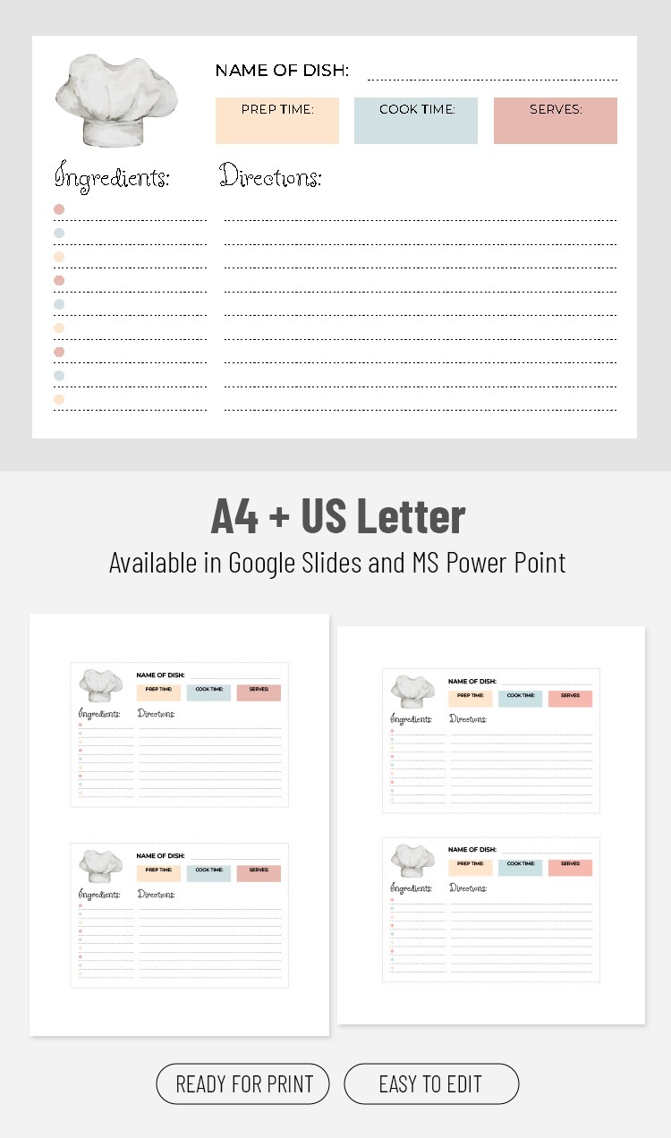 Free Printable 4x6 Recipe Card Template in Google Slides and Microsoft ...