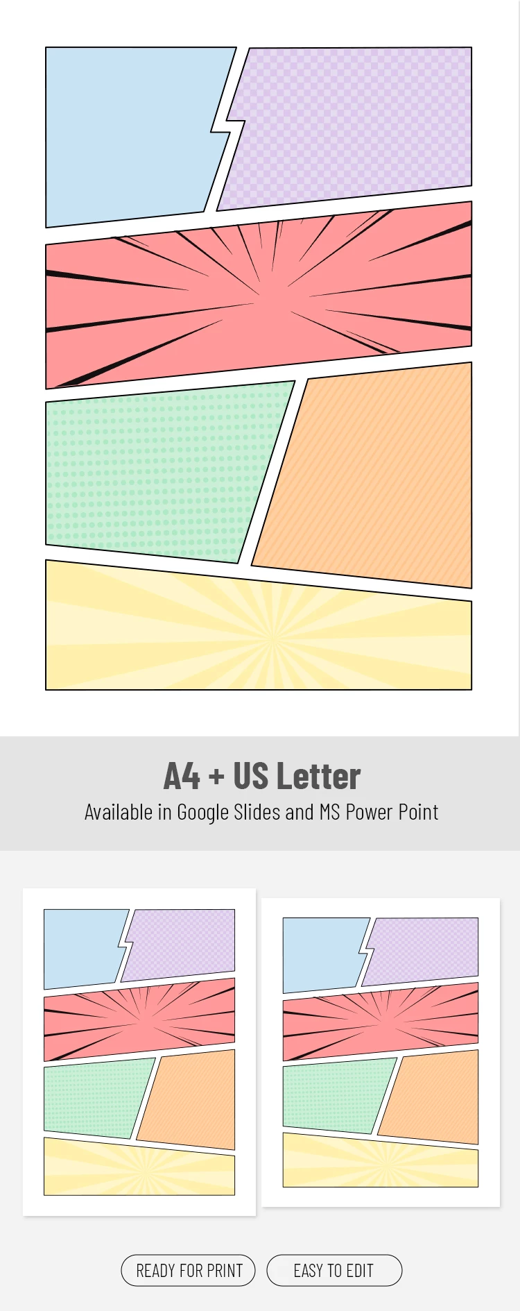 Kostenlos Druckbare 6-Panel-Comicstrip-Vorlage – Bunter Comicstreifen ...