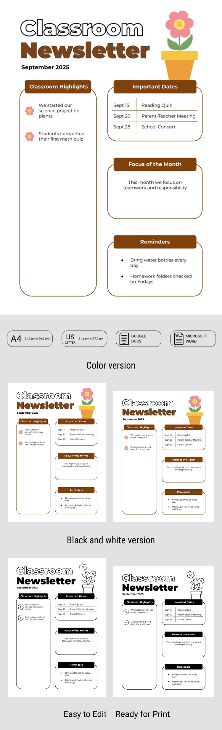 Free Printable Classroom Newsletter Template for Teachers Template ...