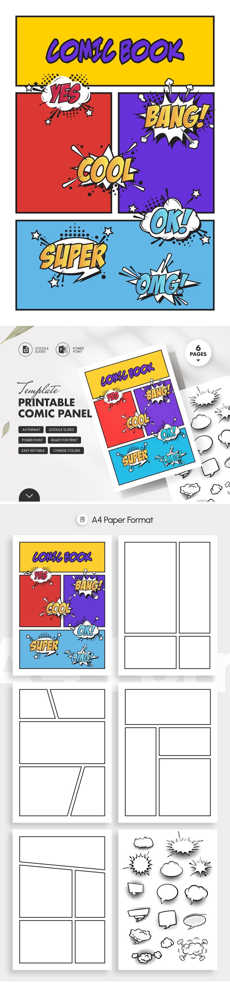 Free Printable Comic Panel Template In Google Slides