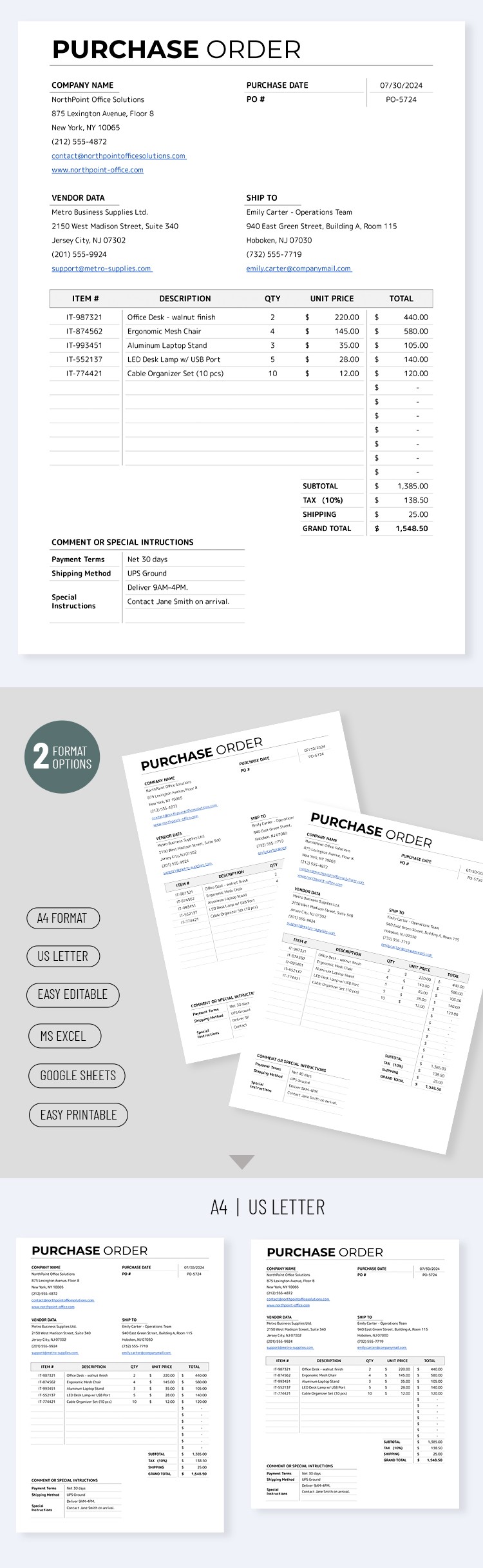 Free Printable Purchase Order Template – Track Orders | Products | Payments In Google Sheets