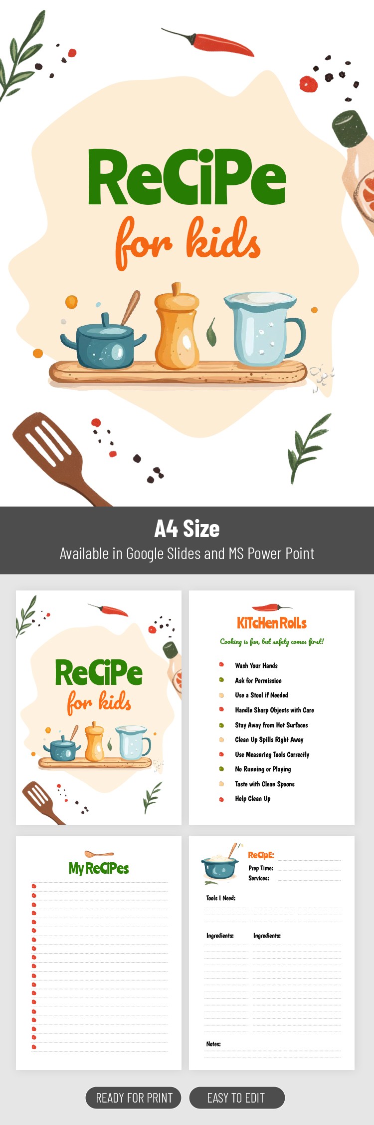 Free Printable Recipe Book Template For Kids Template in Google Slides ...