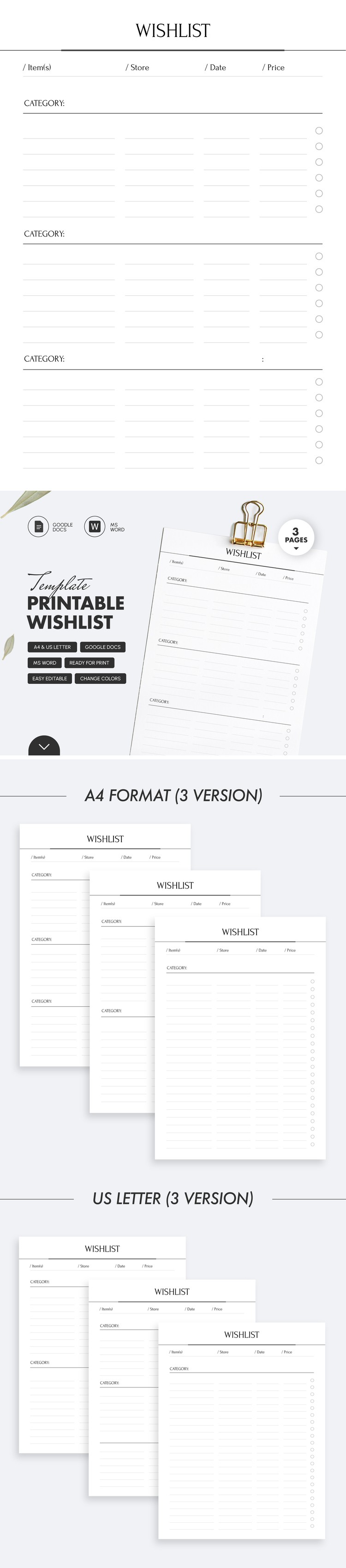 Free Printable Wishlist Template in Google Docs and Microsoft Word ...