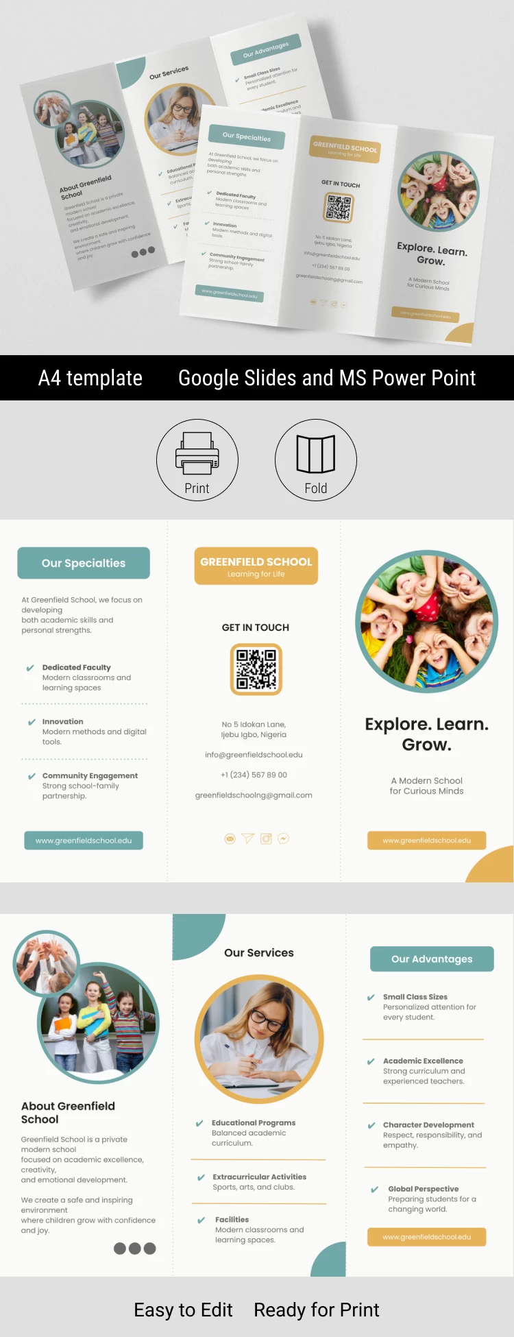 Free Modelo de folheto tríptico da escola particular Modelo em Google ...