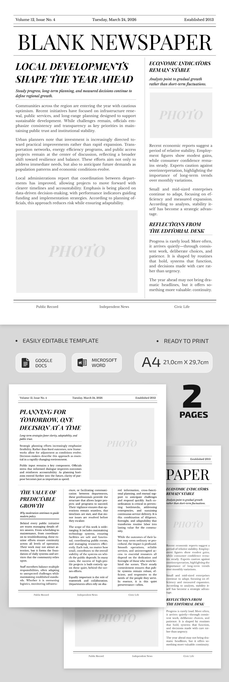 Free Professional Blank Newspaper Template for Google Docs and ...