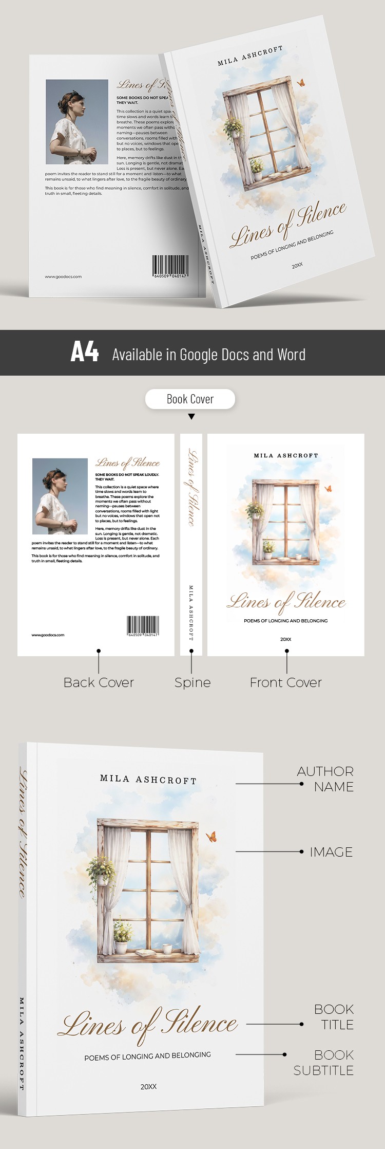 Free Professional Poetry Book Cover Template in Google Docs and ...