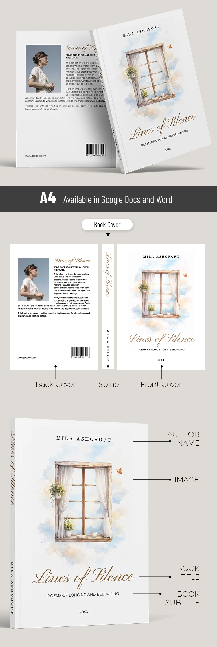 Free Professional Poetry Book Cover Template in Google Docs and ...
