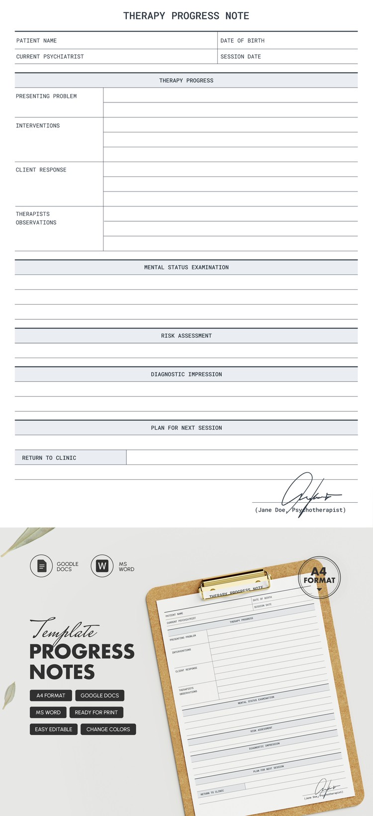 Free Progress Notes Template in Google Docs and Microsoft Word ...