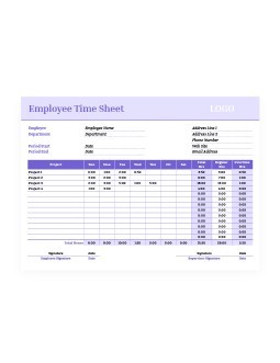 Free Purple Employee Time Sheet Template In Google Docs