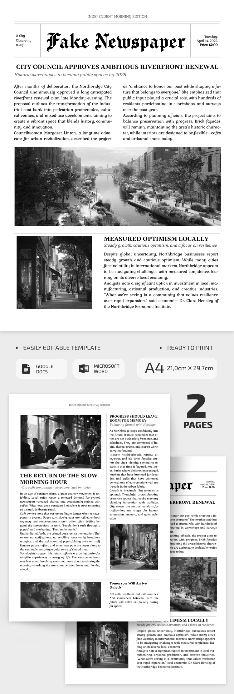 Free Realistic Fake Newspaper Template for Google Docs and Microsoft ...