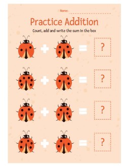 Free Red Addition Worksheet with Ladybug Template In Google Docs