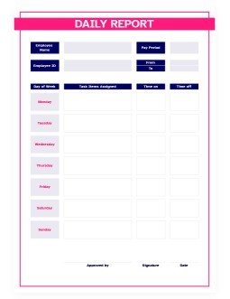 Free Red and Blue Daily Report Template in Google Sheets and Microsoft ...