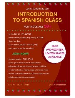 Free Red Spanish Class Flyer Template | thegoodocs.com