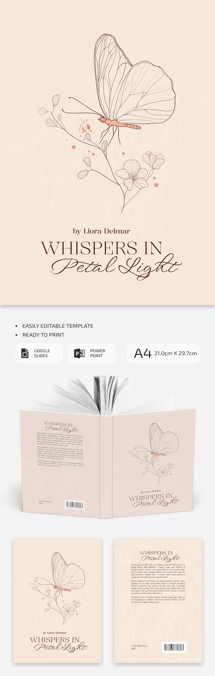 Free Romantic & Aesthetic Book Cover Template in Google Slides and ...