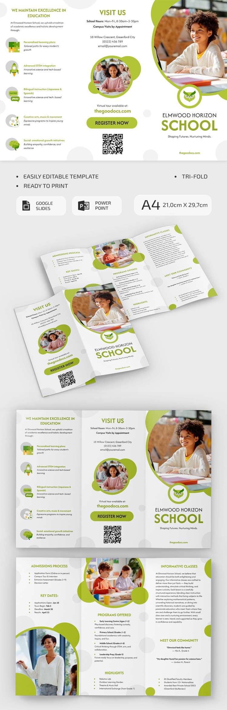 Free School Admission Brochure Template in Google Slides and Microsoft ...