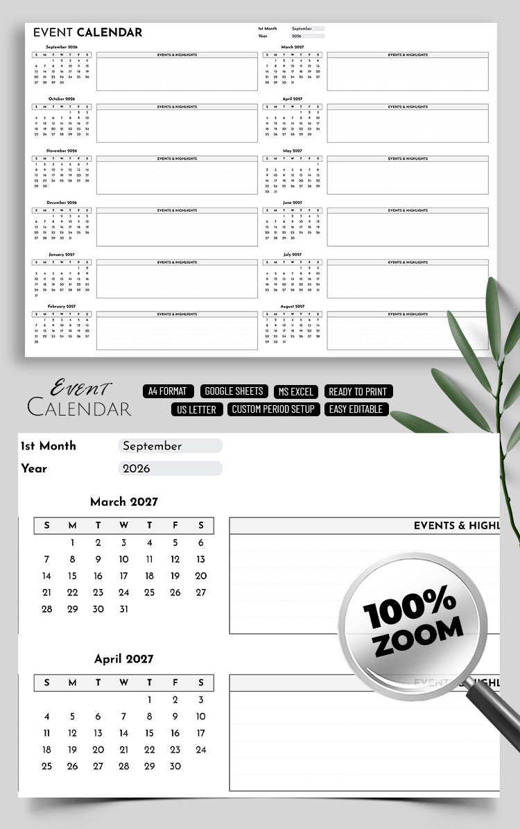 Free 2025-2030 School Events Calendar Template in Google Sheets and ...