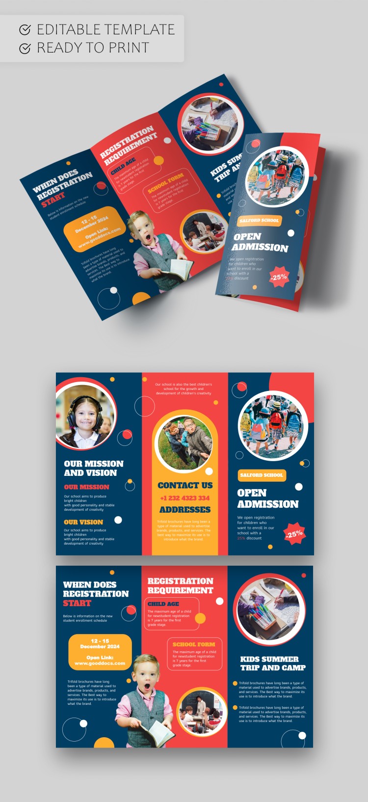College Campus Tri Fold Brochure Template