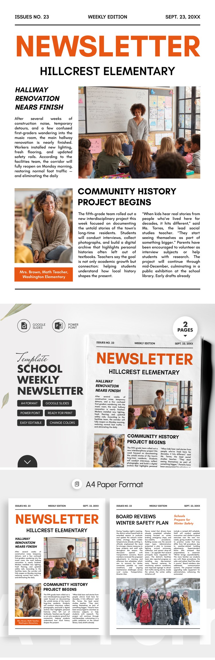 Free School Weekly Newsletter Template | thegoodocs.com