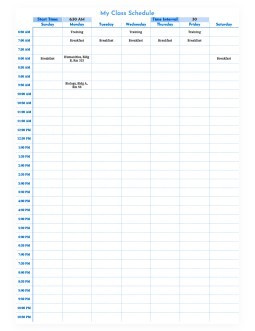 Free Simple Class Schedule Template In Google Docs