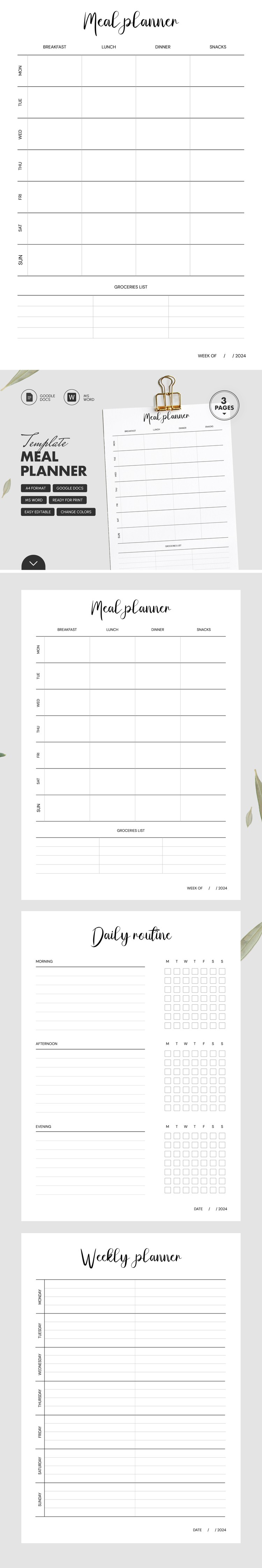 Free Planificador de comidas simple Plantilla | thegooddocs.com