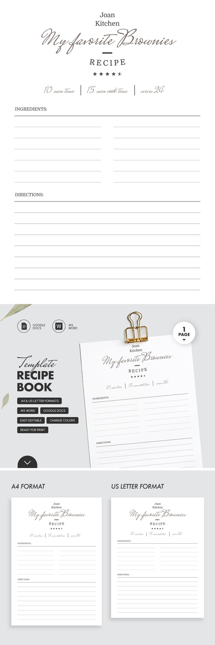 Free Sleek Recipe Book Template in Google Docs and Microsoft Word ...