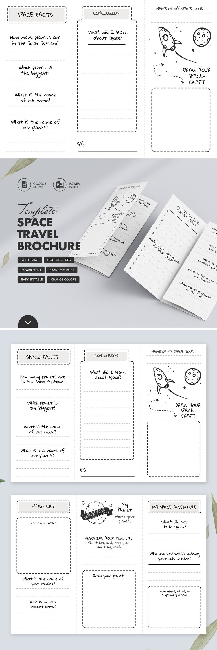 Free Space Travel Kids Educational Brochure Template in Google Slides ...