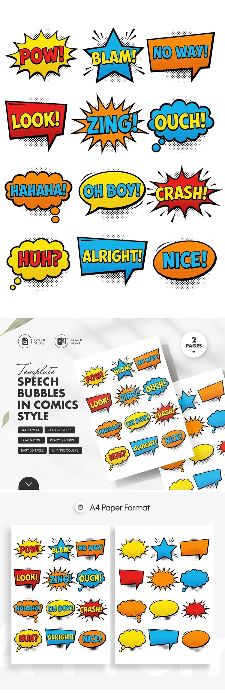 Free Speech Bubbles in Comics Style In Google Slides
