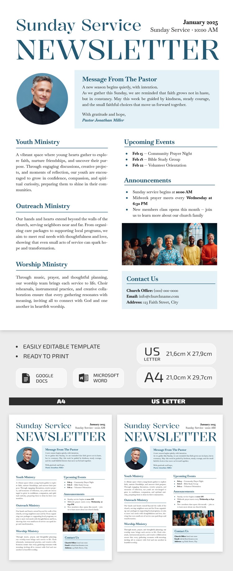 Free Sunday Service Newsletter Template | thegoodocs.com