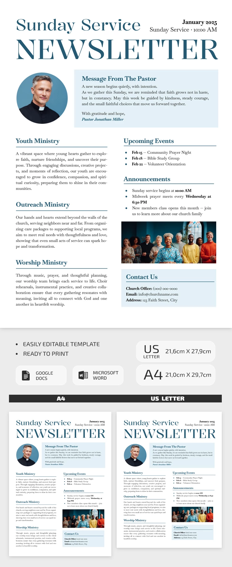 Free Sunday Service Newsletter Template | thegoodocs.com