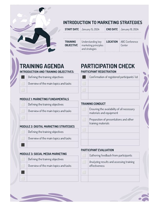 Free Violet Training Checklist Template in Google Docs and Microsoft ...