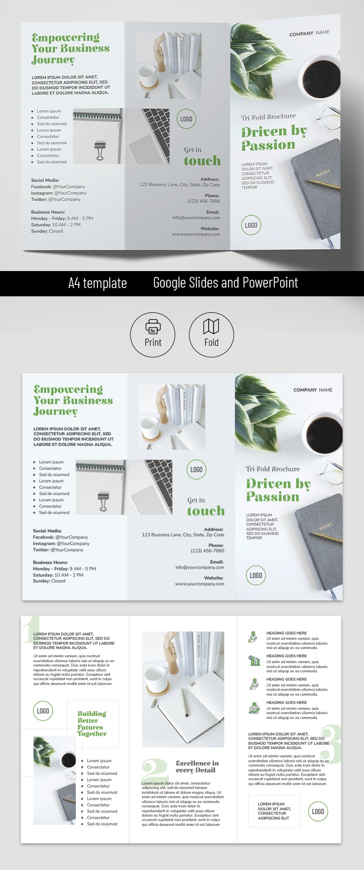 Free Aesthetic Trifold Brochure Template in Google Slides and Microsoft PowerPoint | thegoodocs.com