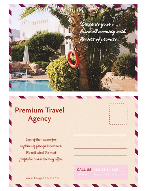 Travel Themed Printable Postcard Template Postcard Template | Free
