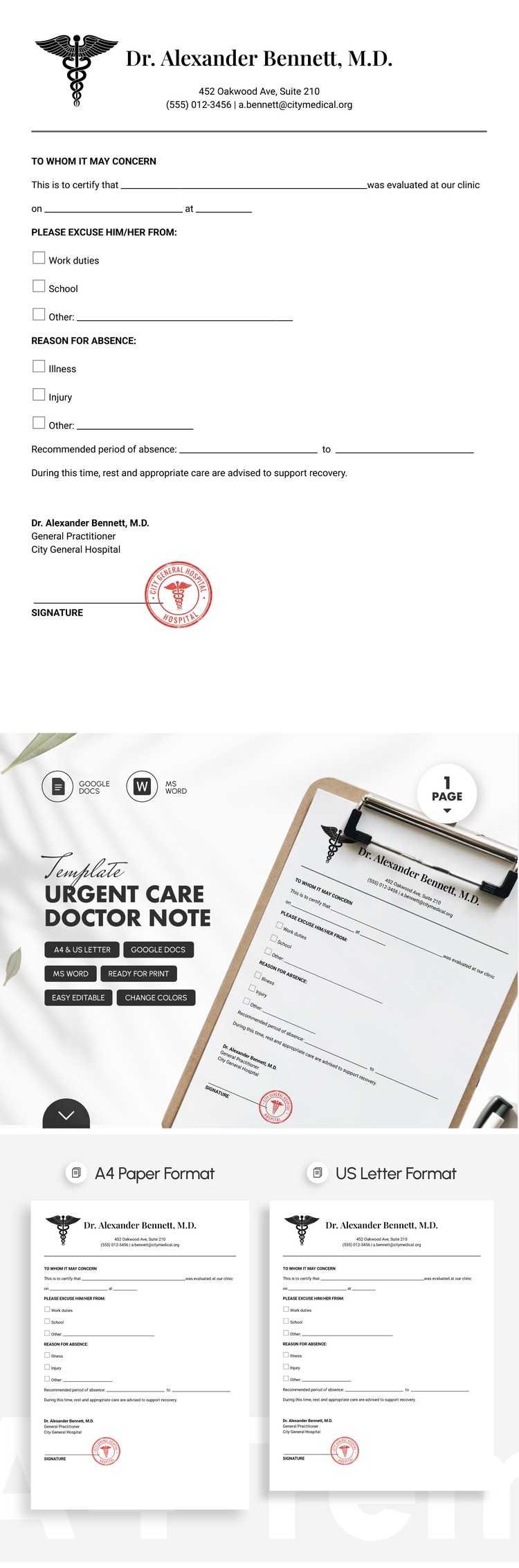 Free Urgent Care Doctor Note Template in Google Docs and Microsoft Word ...