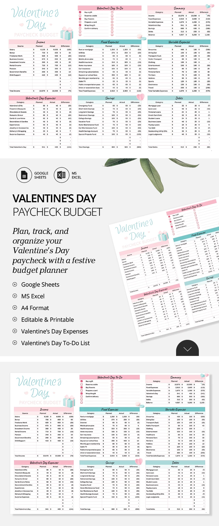 Free Valentinstag Gehaltsbudget Ausdruckbare Version Vorlage in Google ...