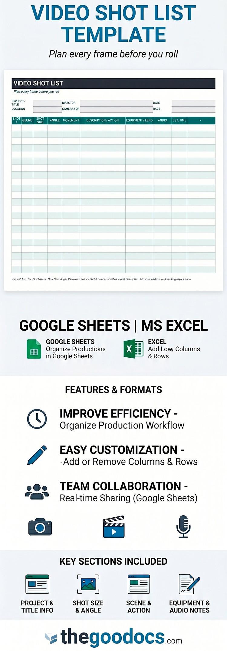 Free Video Shot List Template in Google Sheets and Microsoft Excel ...