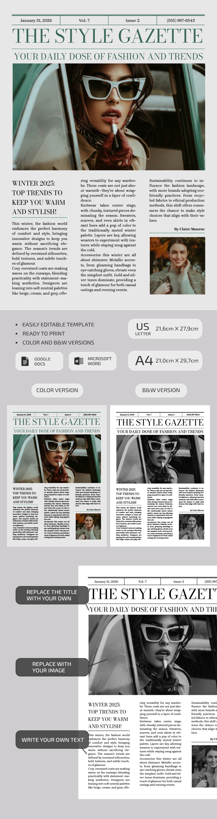 Free Vintage Newspaper Article Template for Google Docs and Microsoft ...