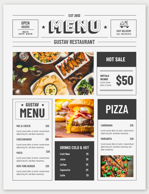 Free Menú de periódico vintage Plantilla para Google Docs and Microsoft ...