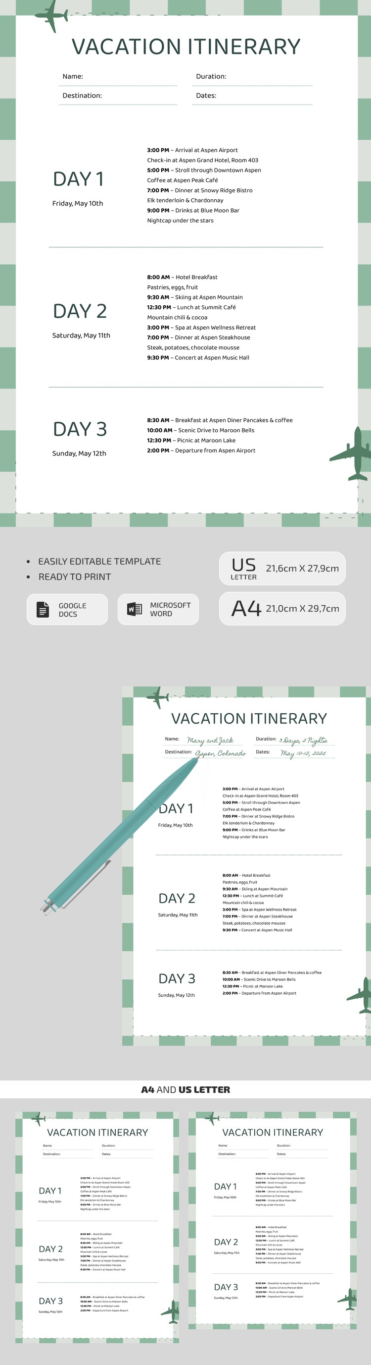 Free Weekend Vacation Itinerary Template | thegoodocs.com