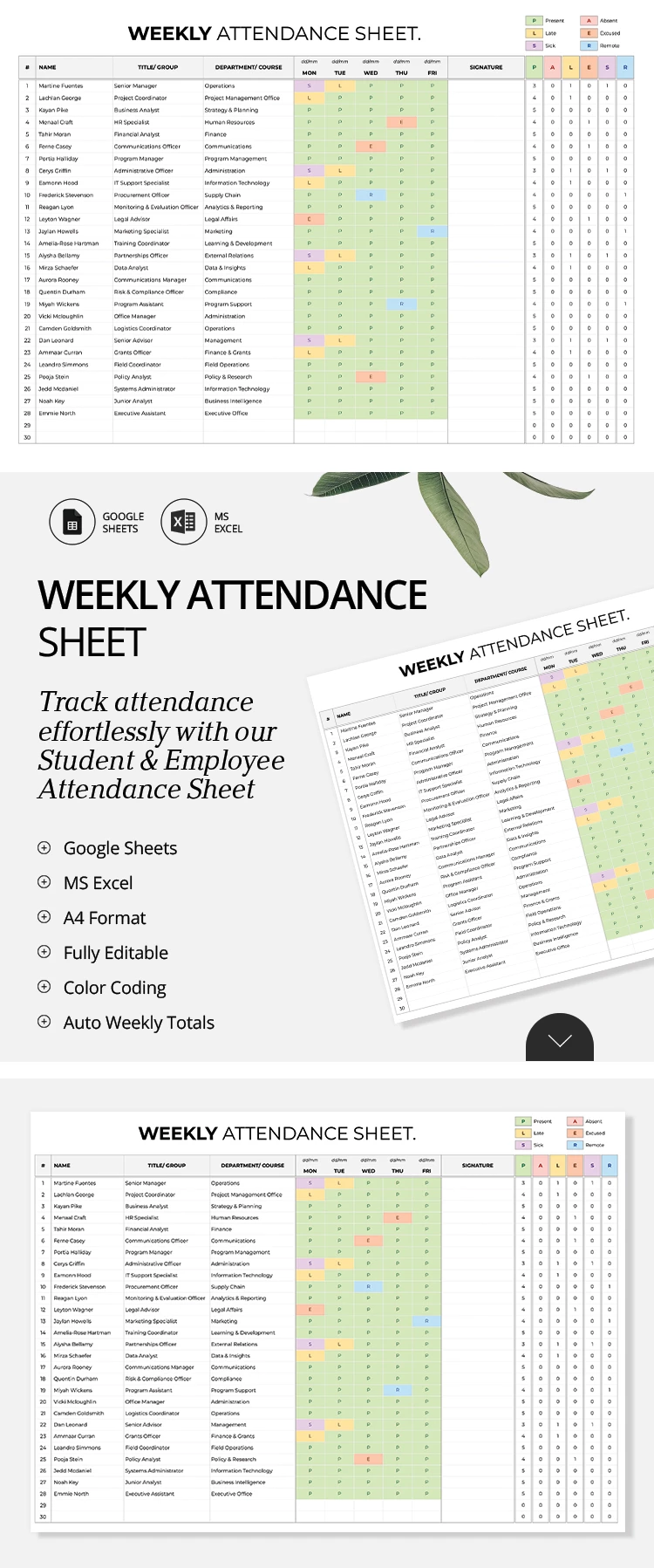 Free Weekly Attendance Spreadsheet Template In Google Sheets