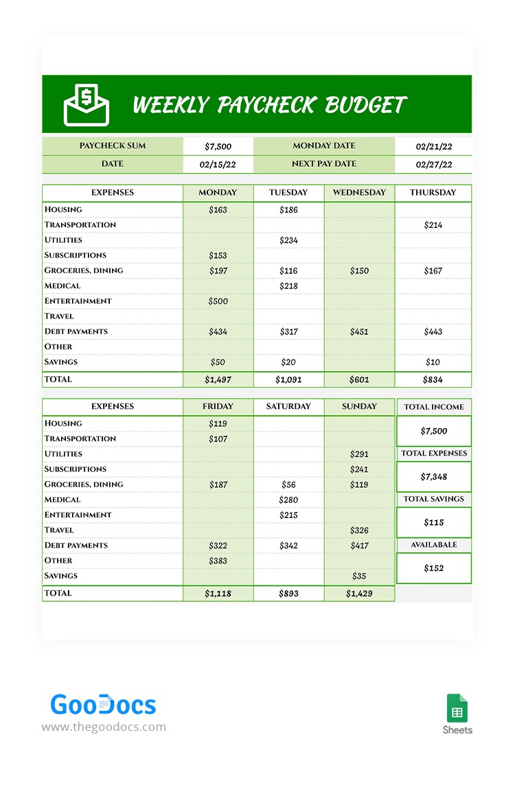 Paycheck Template Paycheck Template