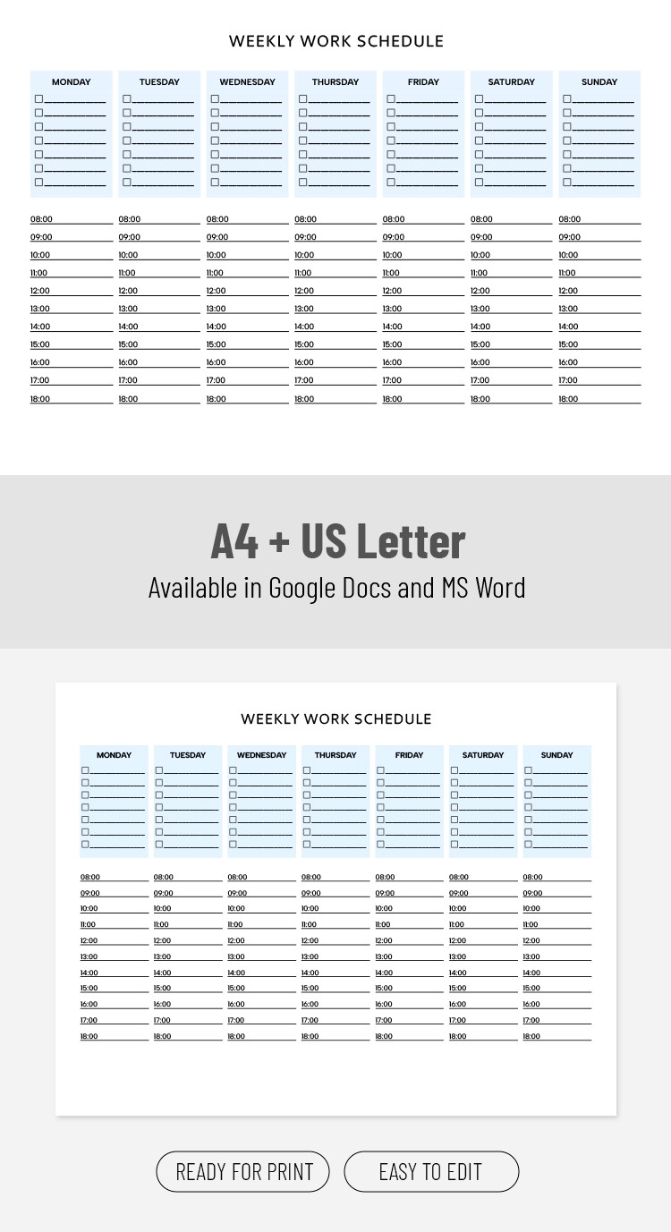 Free Weekly Work Schedule Template In Google Docs