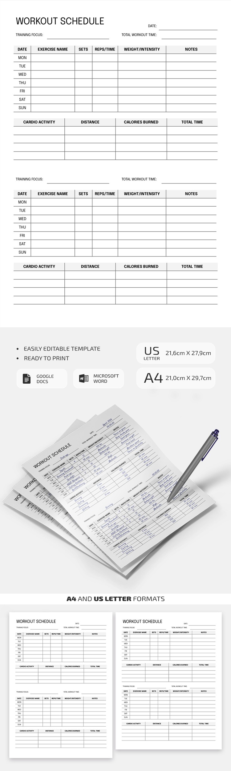 Child Workout Schedule Template Free - Infoupdate.org