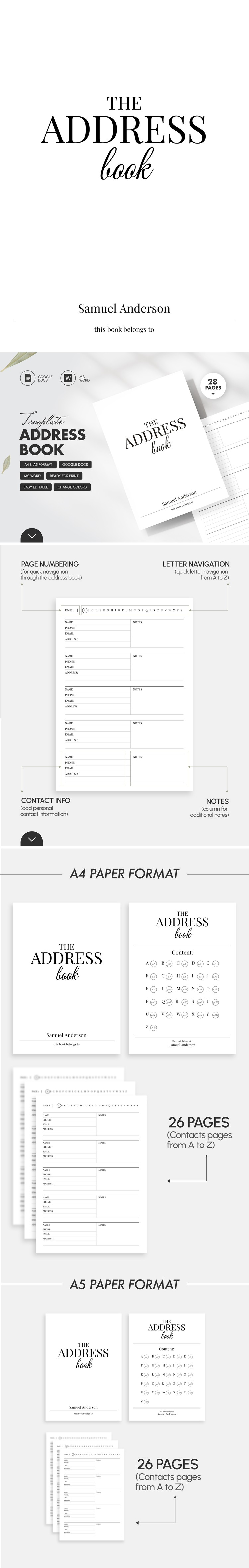 20 Free Address Book Templates In Ms Word Format One