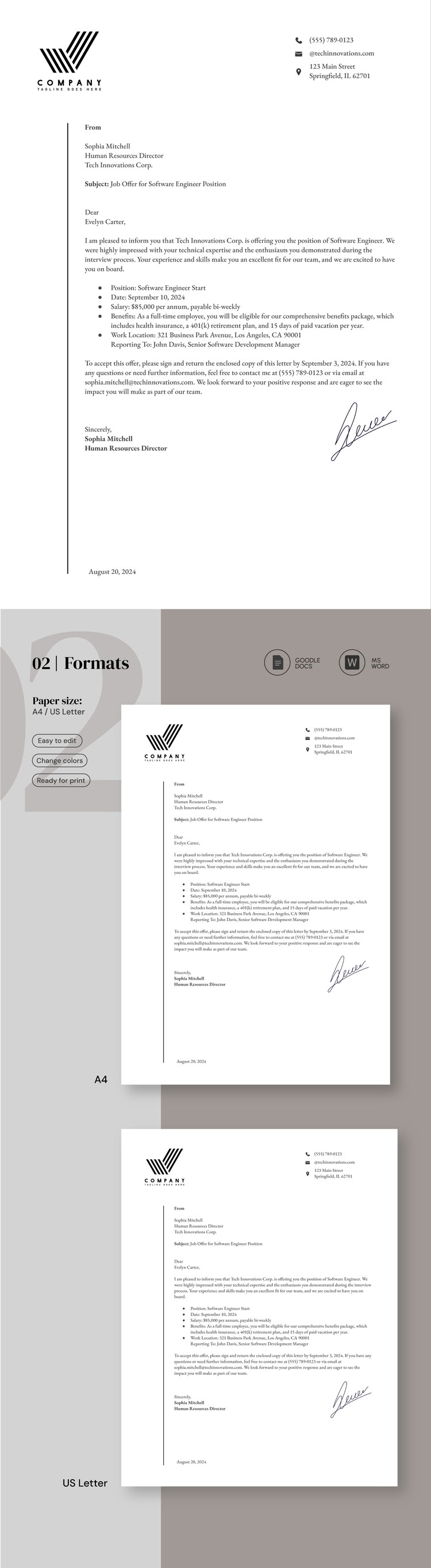 Simple Job Offer Letter Template Word Free - Infoupdate.org
