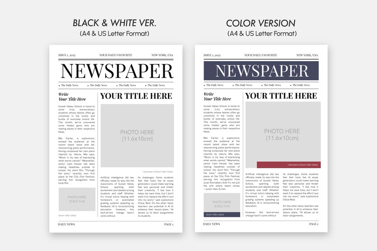 Free Clean Style Blank Newspaper Template for Google Docs and Microsoft ...