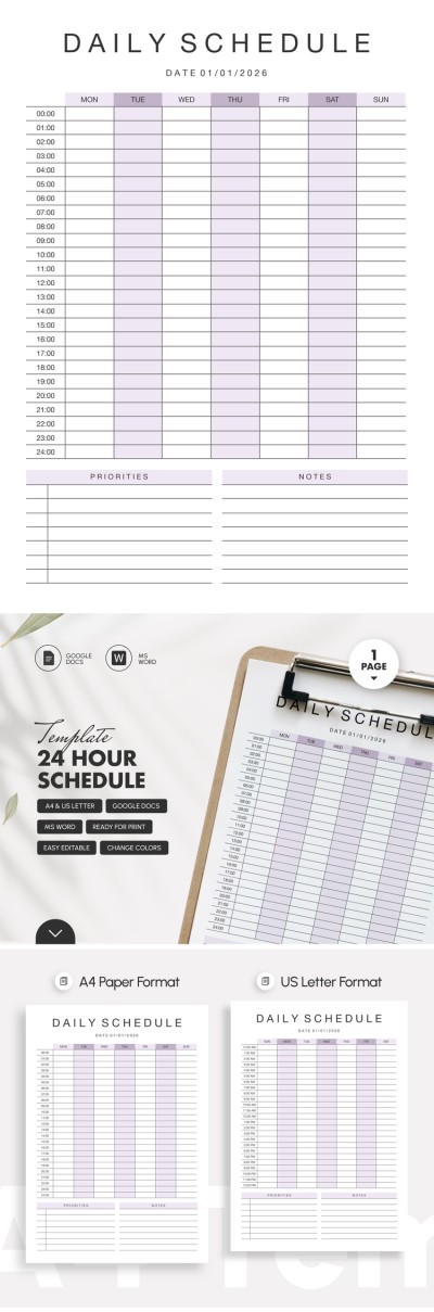 Free Daily Schedule Templates | thegoodocs.com